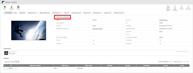 Asset Restore :: Dalet Flex Documentation