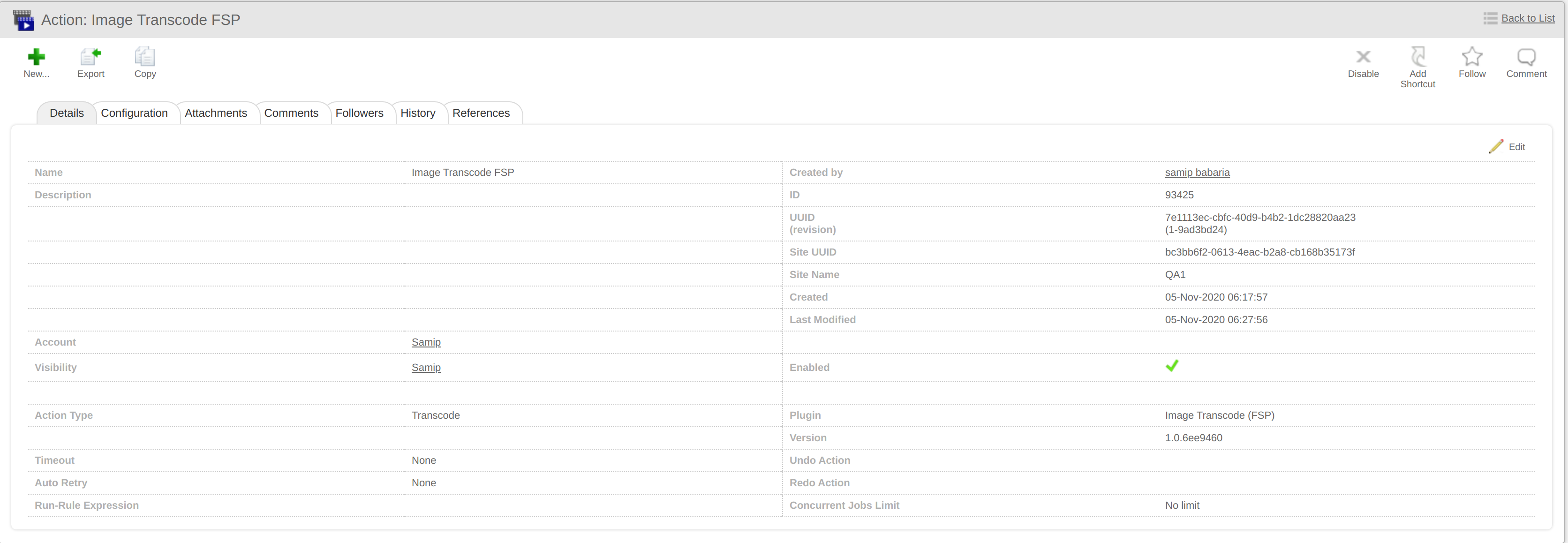 Action and Resource Plugin Versions :: Dalet Flex Documentation