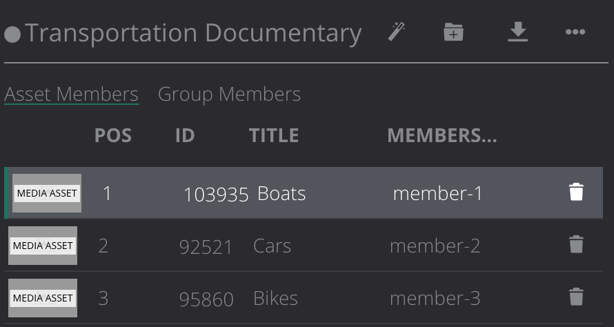 Manage Group Asset View :: Dalet Flex Documentation
