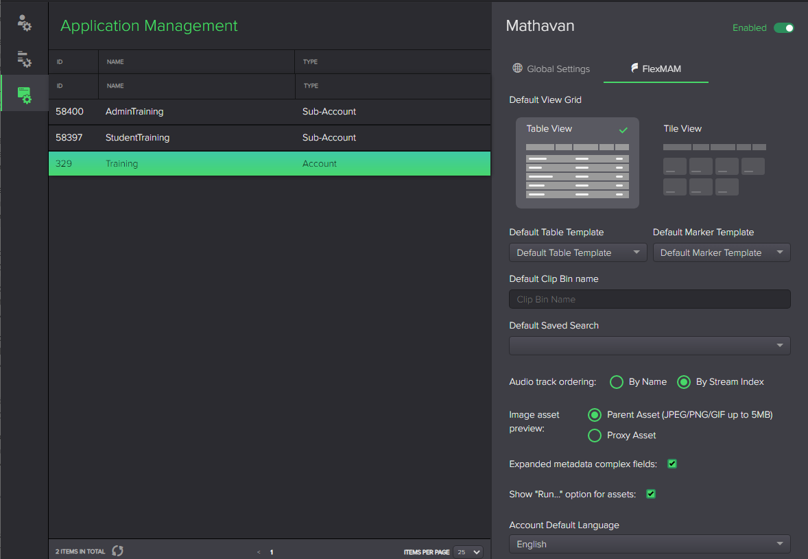 Application Settings :: Dalet Flex Documentation