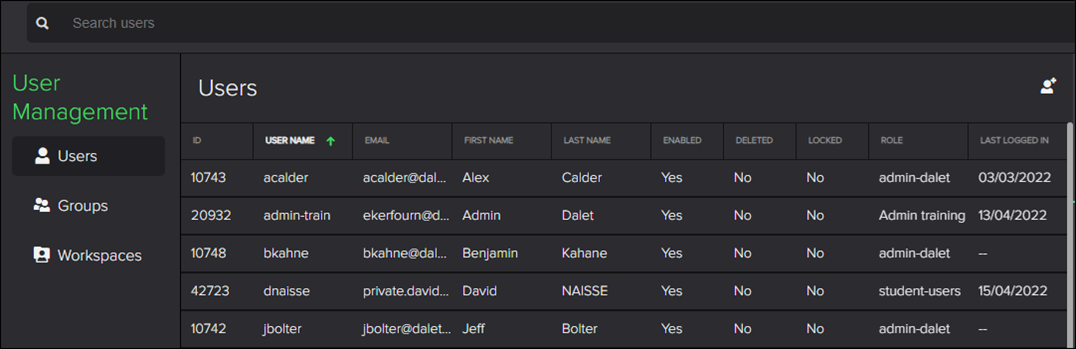 User Management :: Dalet Flex Documentation