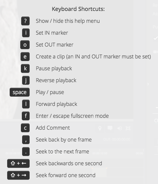 Keyboard Shortcuts :: Dalet Flex Documentation